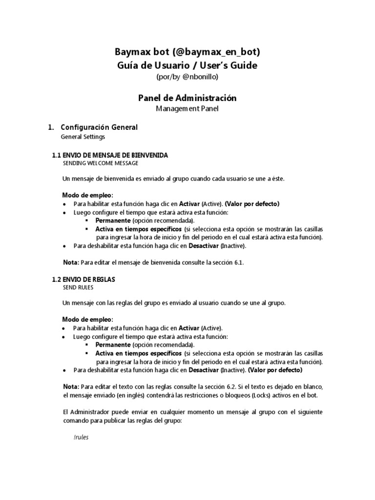 Baymax Bot User Guide ES | PDF | Internet Bot | Edad de información