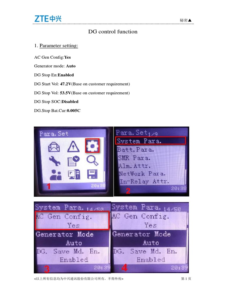 ZTE Rectifier DG Setting Manual | PDF