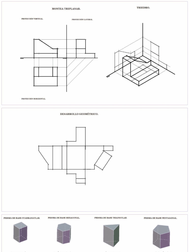 Geometría Descriptiva: Montea Triplanar y Triedros. | PDF