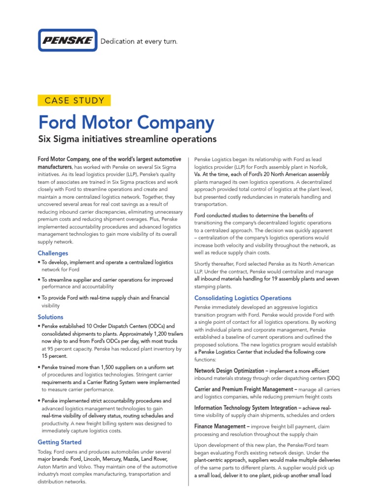 Ford Logistics Case Study | PDF | Logistics | Cargo