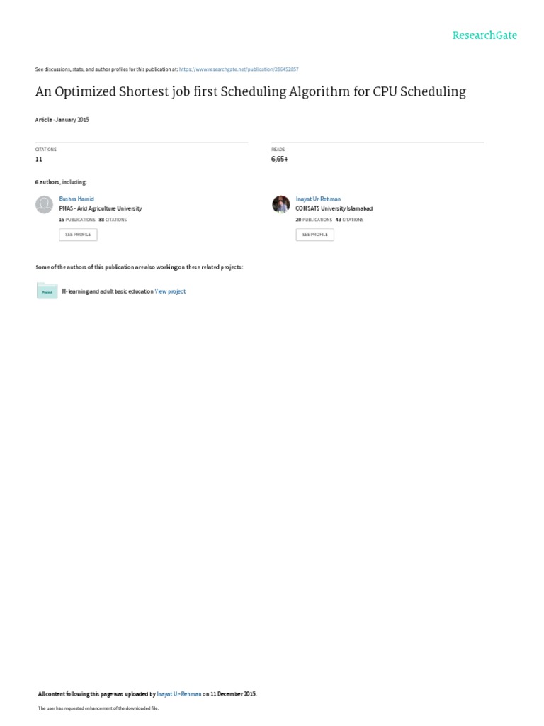 An Optimized Shortest Job First Scheduling Algorithm For CPU Scheduling ...