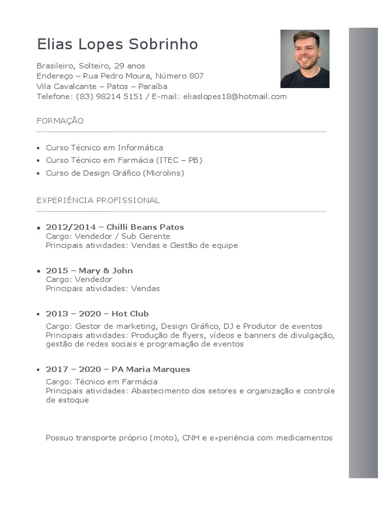 CV Elias Atualizado | PDF | Carreira e Crescimento | Negócios