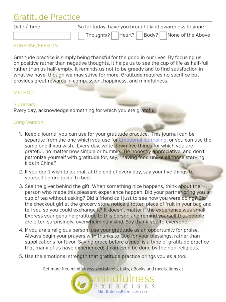 Mindfulness: Gratitude Practice | PDF | Gratitude | Blessing