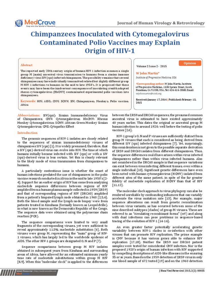 HIV Origin Paper | PDF | Hiv | Virus
