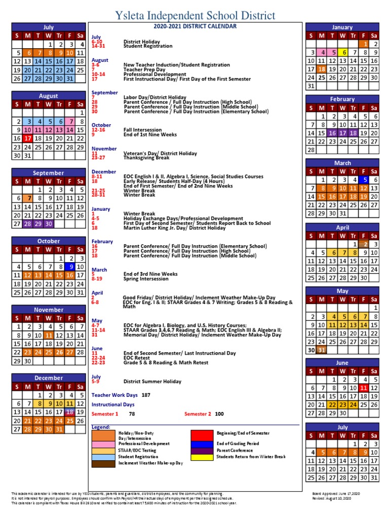 2020-21 Calendar Final Approved Revised 8 | PDF | Academic Term | Schools