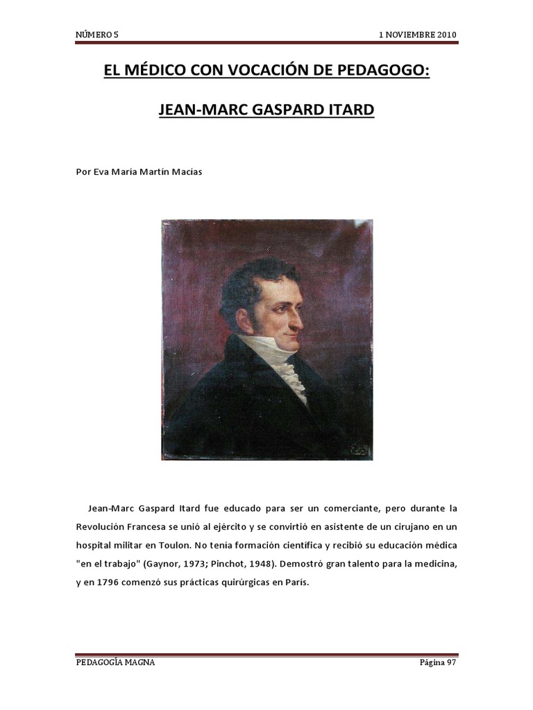 Itard: Pionero en Educación Especial | PDF | Memoria | Aprendizaje