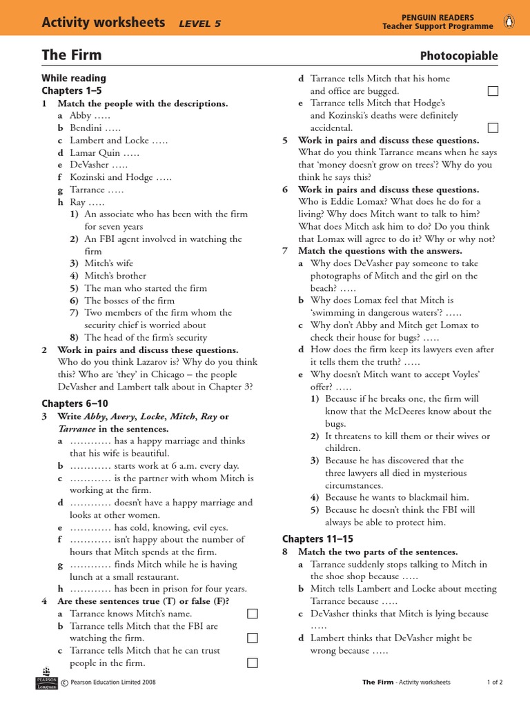 The Firm: Activity Worksheets | PDF | Violence