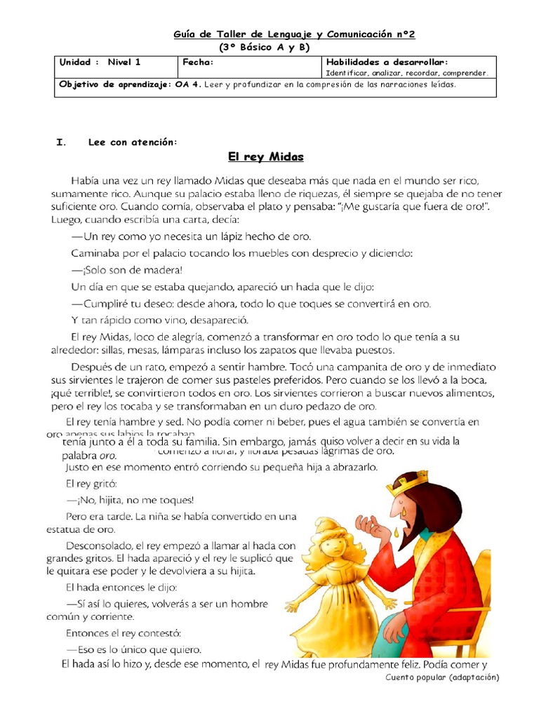 Guía Cuento El Rey Midas | PDF