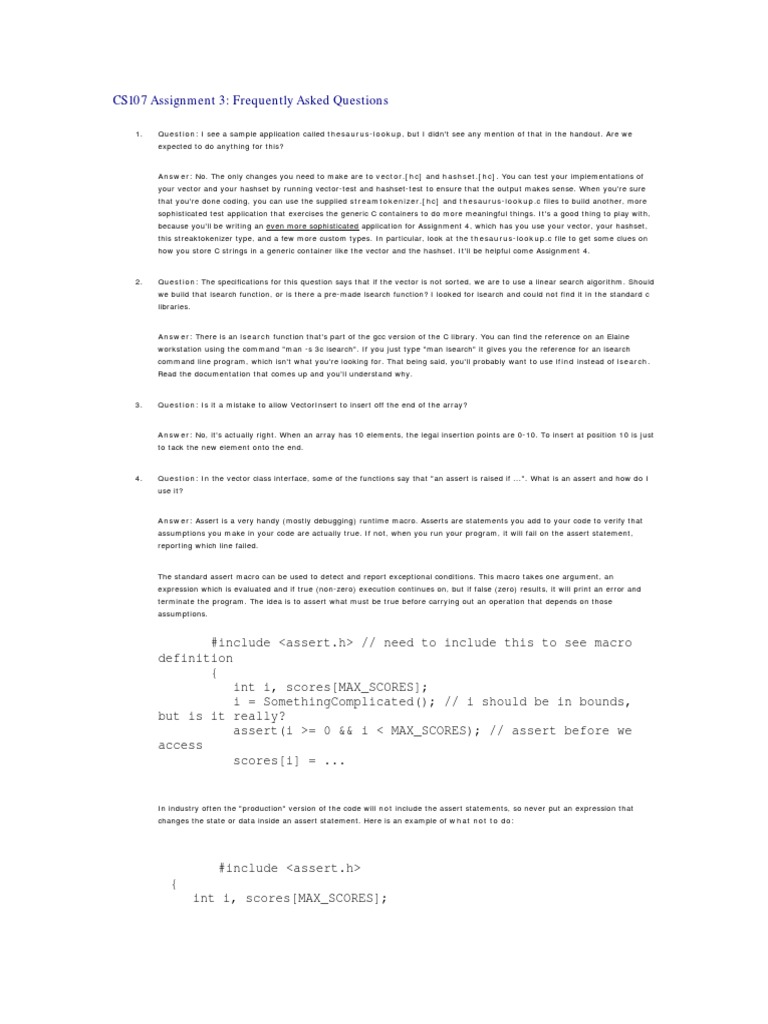 FAQs on CS107 C Programming Assignments | PDF | Array Data Structure | Macro (Computer Science)