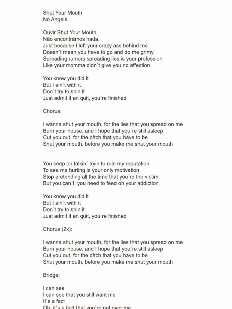 Shut Your Mouth: Lyrics Analysis | PDF