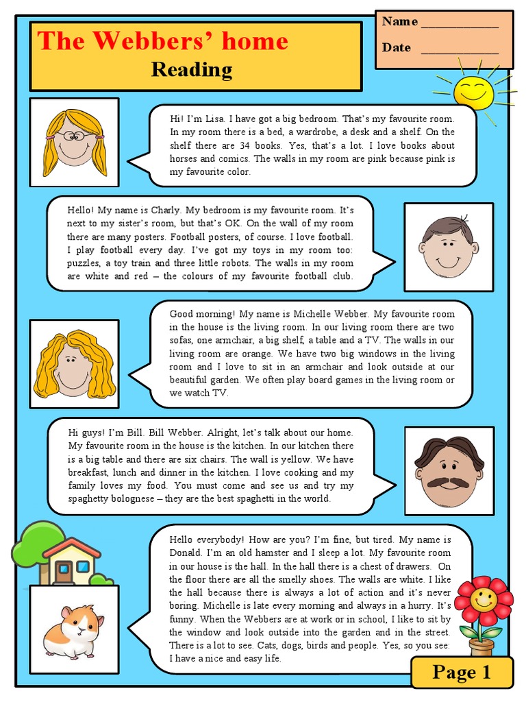 The Webbers Home Reading Reading Comprehension Exercises - 127366 | PDF ...