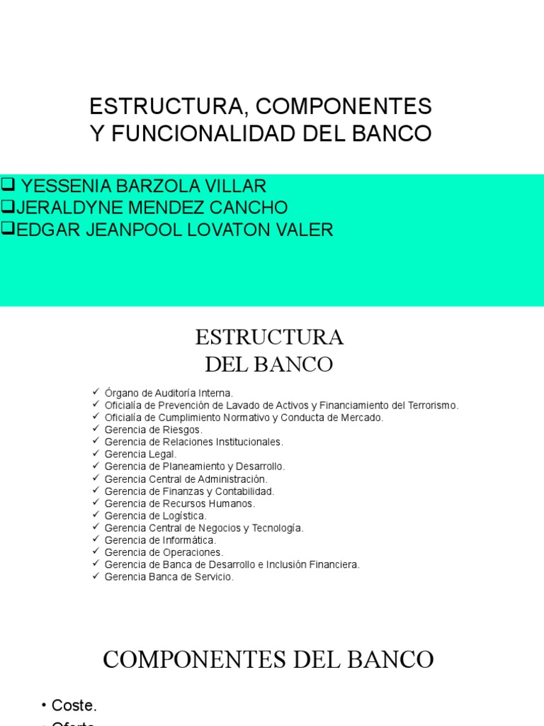 Estructura, Componentes y Funcionalidad Del Banco. | PDF | Dinero ...