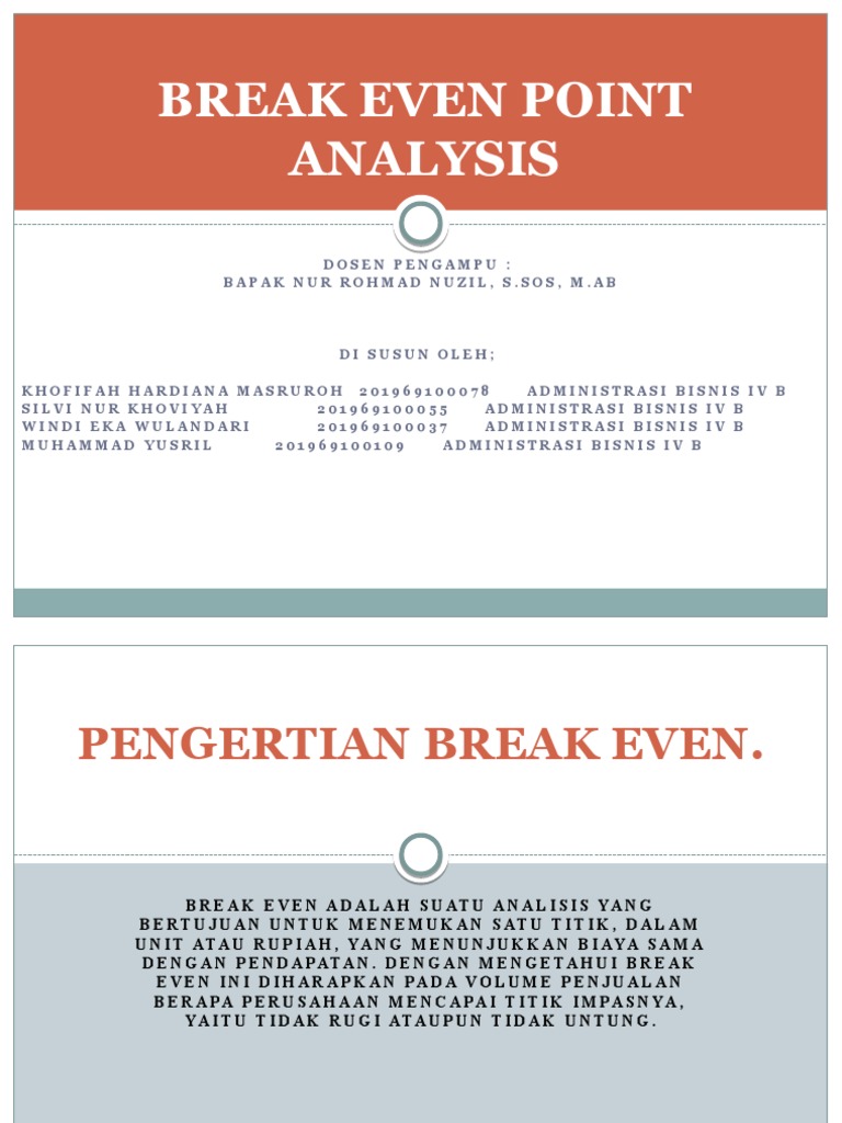 Break Even Point Analysis | PDF