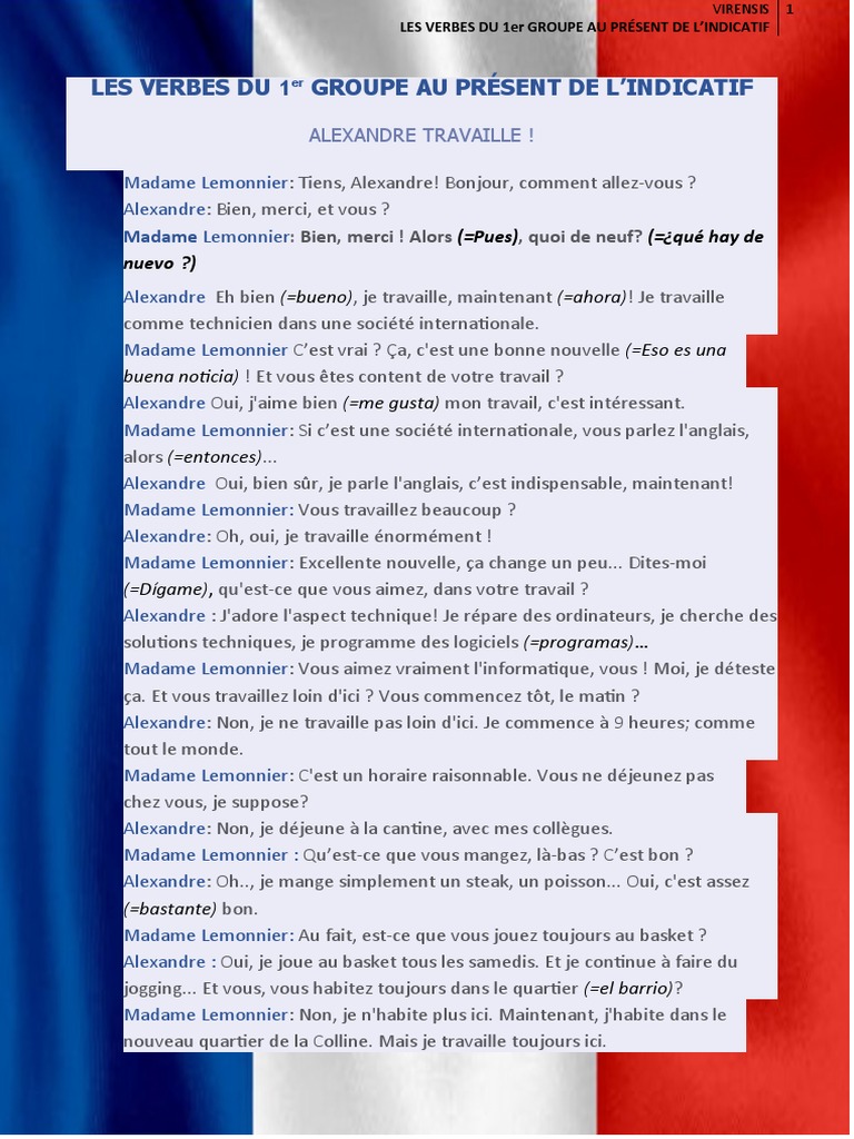 20.03 LES VERBES DU 1er GROUPE AU PRÉSENT DE LINDICATIF | PDF | Verbe ...