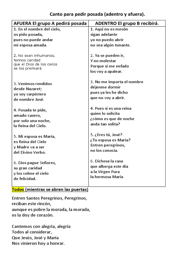 Canto para Pedir Posada: Letra y Acordes | PDF