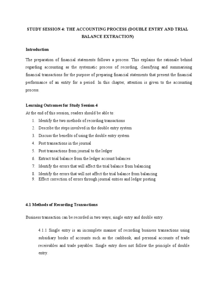 Double Entry and Trial Balance Guide | PDF | Debits And Credits ...