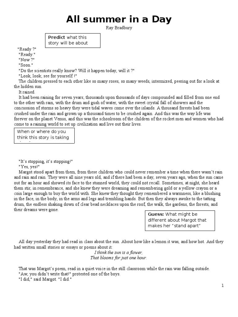 All Summer in A Day-Bradbury | PDF | Nature