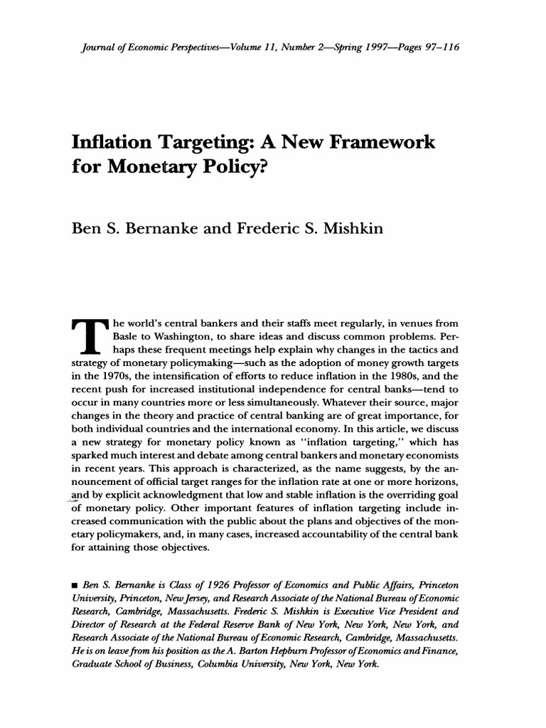 Inflation Targeting: A New Framework For Monetary Policy | PDF ...