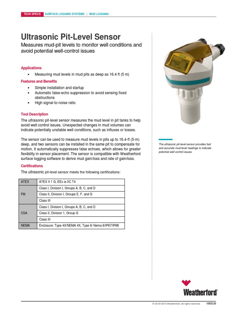 Ultrasonic Pit Level Sensor | PDF | Electrical Engineering | Metrology