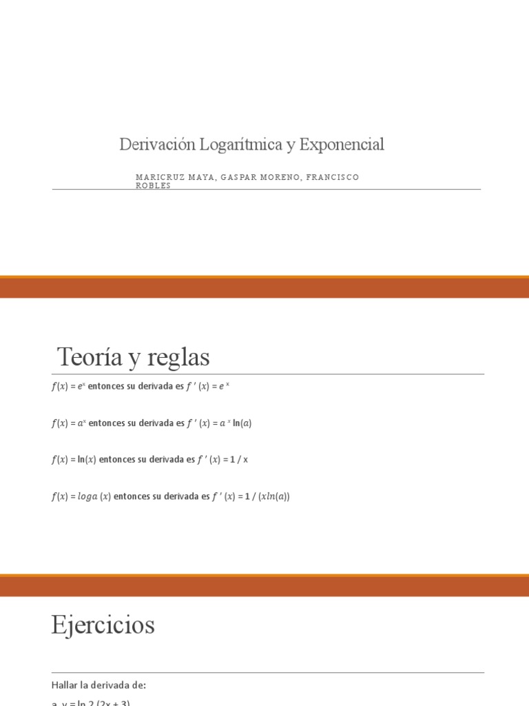 Derivación Logarítmica y Exponencial | PDF