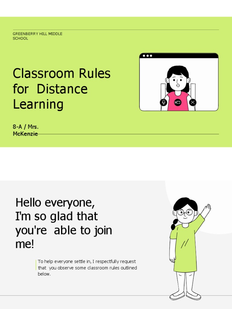 Simple Green and Pink Illustration Classroom Rules and Online Etiquette ...