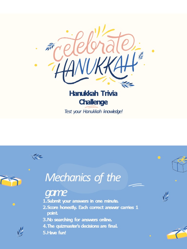 Pink and Blue Typographic Trivia Quiz Hanukkah Events and Special ...
