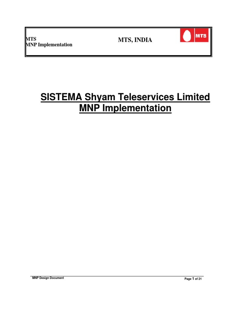 MNP Call Flow SSTL Final 26 Nov 2009 v.1.1 | PDF | Mobile Phones | Data Transmission