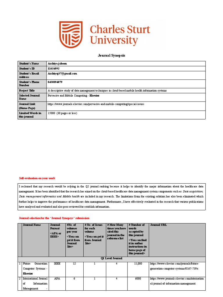 Arshiya Week 11 Journal Synopsis Selection | PDF | Health Informatics ...