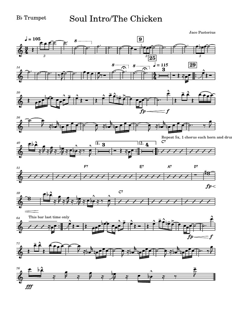 Soul Intro The Chicken-Bb Trumpet | PDF