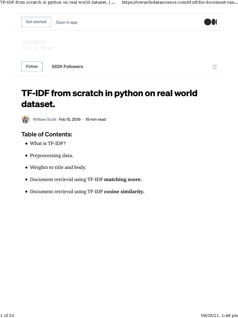 TF-IDF - From - Scratch - Towards - Data - Science | PDF | Information ...