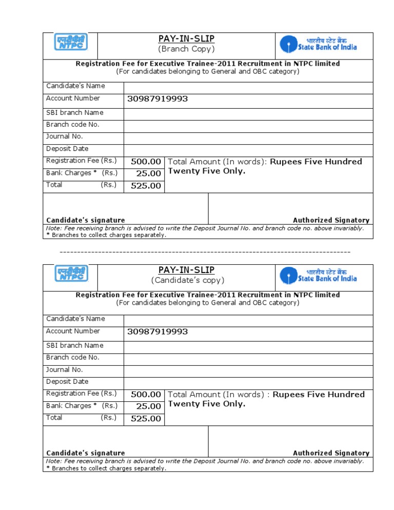 NTPC Executive Trainee Payment Slip | PDF