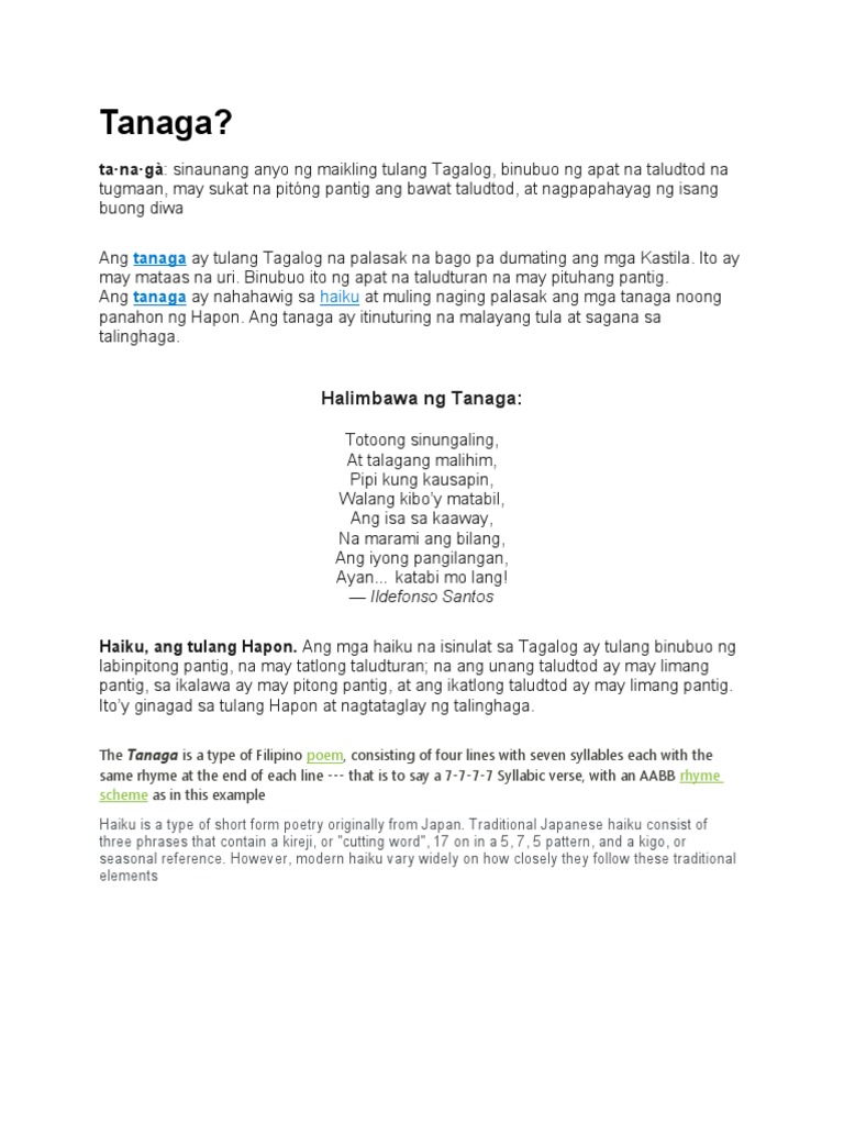 Tanaga | PDF