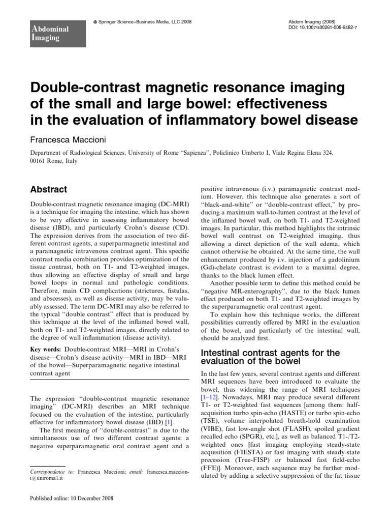 Double-Contrast MRI for IBD Evaluation | PDF | Magnetic Resonance ...