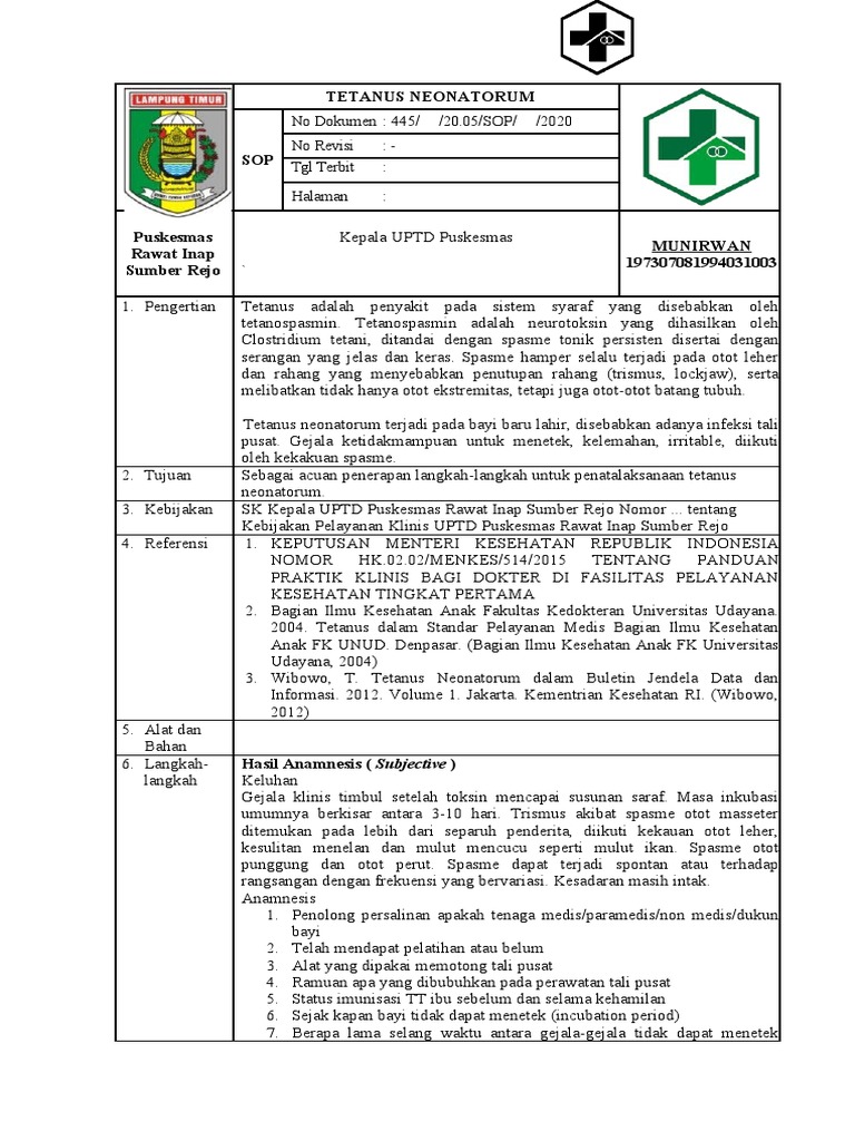 Penatalaksanaan Tetanus Neonatorum | PDF | Sains & Matematika