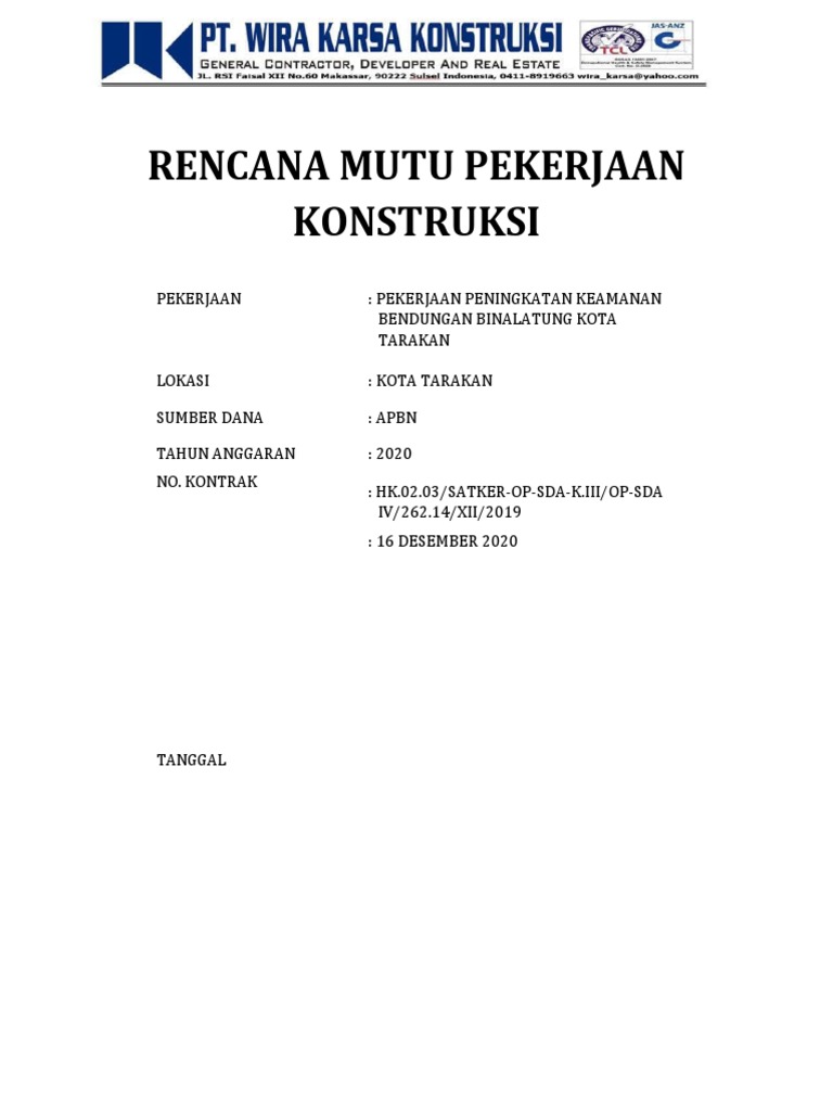 Rencana Mutu Pekerjaan Konstruksi | PDF
