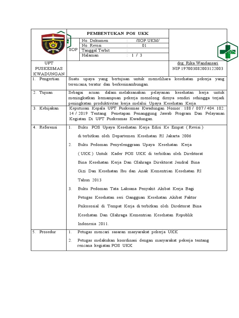 SOP Pembentukan POS UKK | PDF
