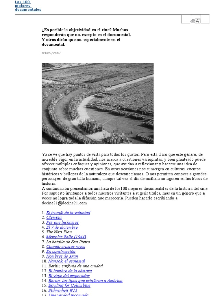 Los 100 Mejores Documentales (DD 298) | PDF