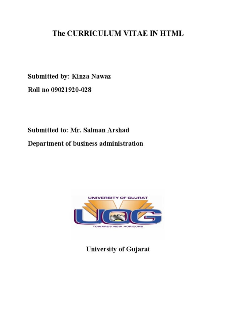 The CURRICULUM VITAE IN HTML | PDF | Html | World Wide Web
