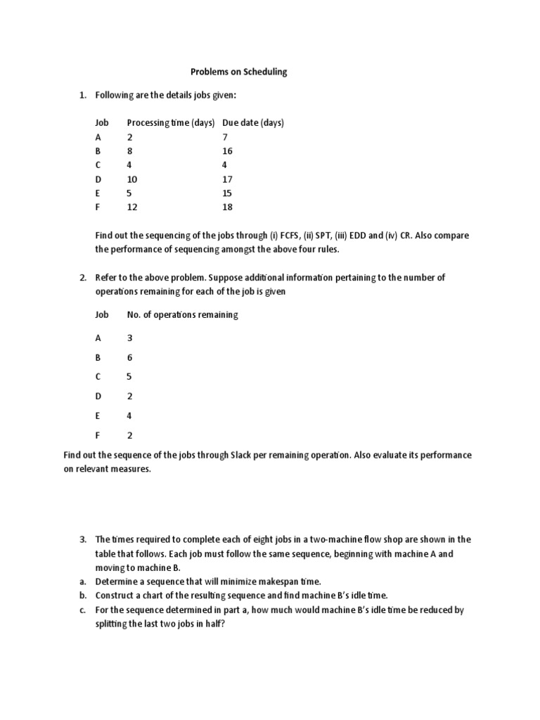 Problems on Scheduling Job Sequencing | PDF | Applied Mathematics
