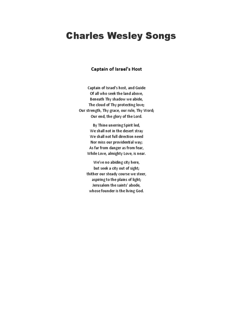 Charles Wesley Hymns: Songs of Faith, Hope and Spiritual Victory | PDF ...