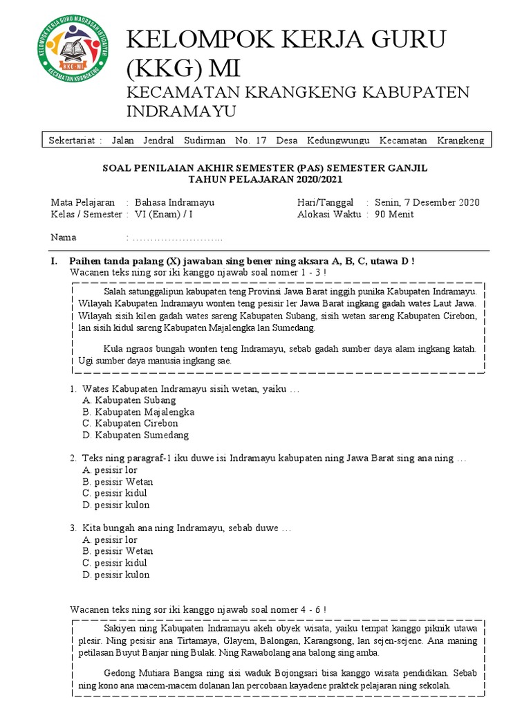 Contoh Penulisan Naskah Soal | PDF | Seni & Disiplin Bahasa