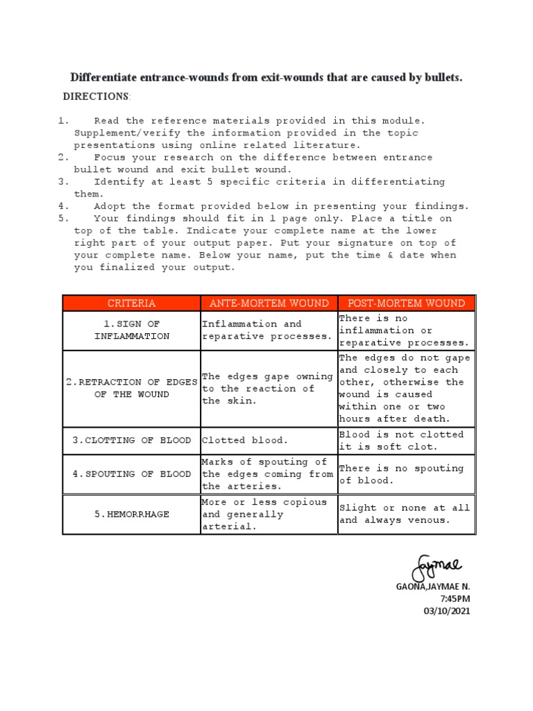 Differentiate Entrance-Wounds From Exit-Wounds That Are Caused by ...