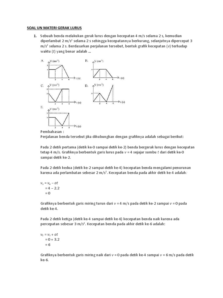 Soal dan Pembahasan Gerak Lurus | PDF