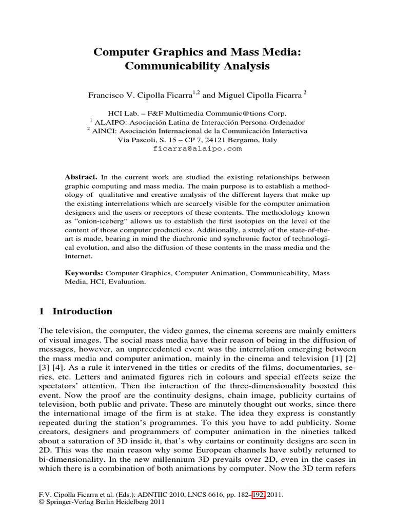 Computer Graphics and Mass Media: Communicability Analysis | PDF | Computer Generated Imagery ...