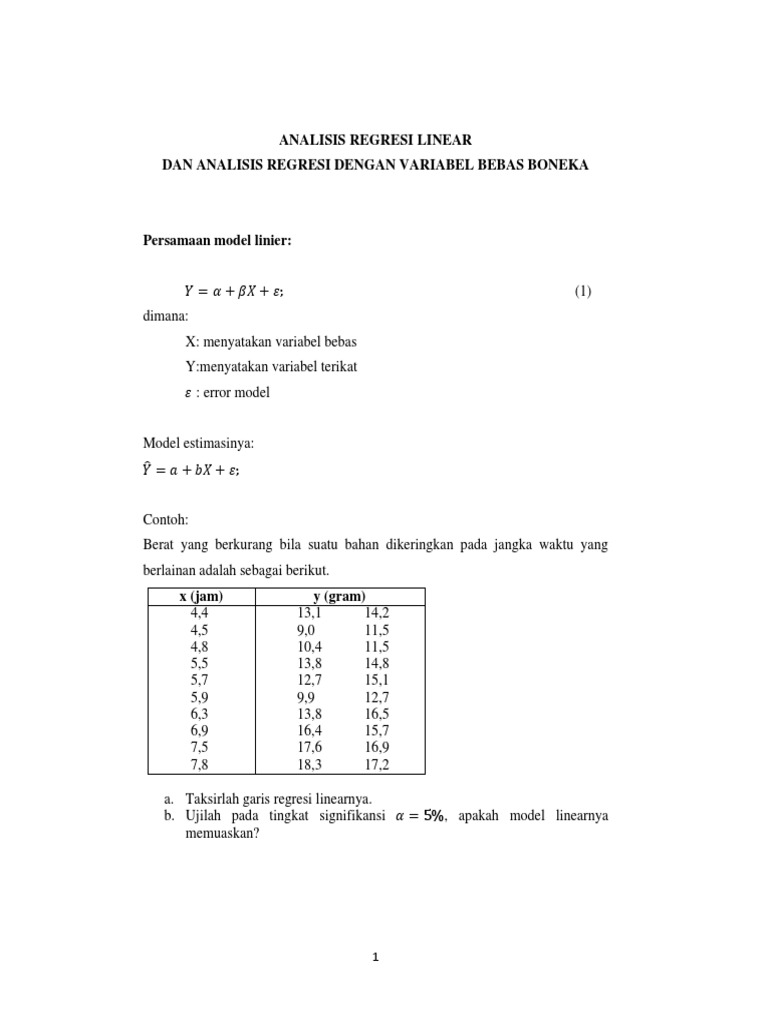Analisis Regresi Linear Dan Variabel Bebas Dummy | PDF