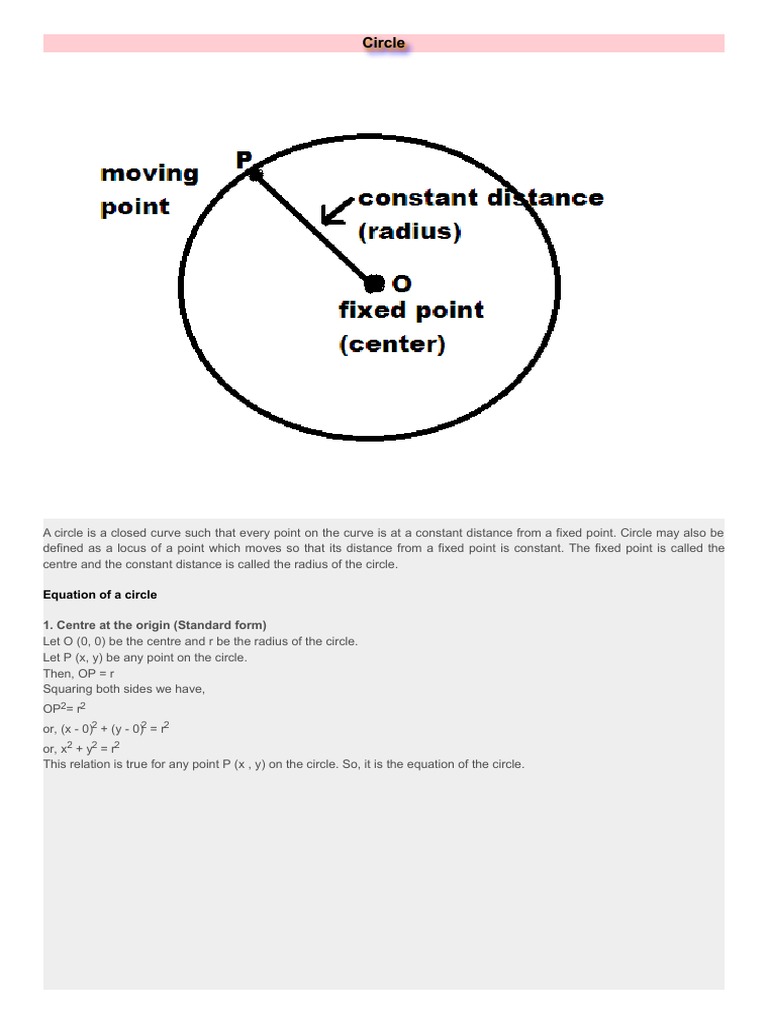 Circle: Equation of A Circle | PDF | Circle | Cartesian Coordinate System