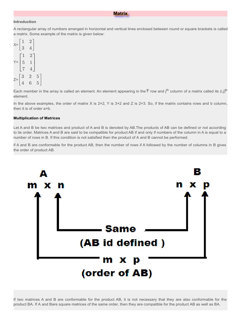 Matrix: Multiplication of Matrices | Download Free PDF | Matrix (Mathematics) | Functions And ...