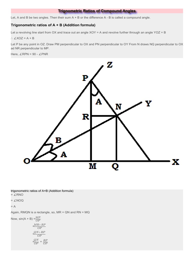 Trigonometric Formulas for Compound Angles | PDF | Lie Groups | Trigonometric Functions