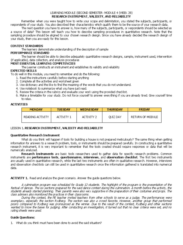 Week 28 Practical Research 2 G12 | PDF | Validity (Statistics ...
