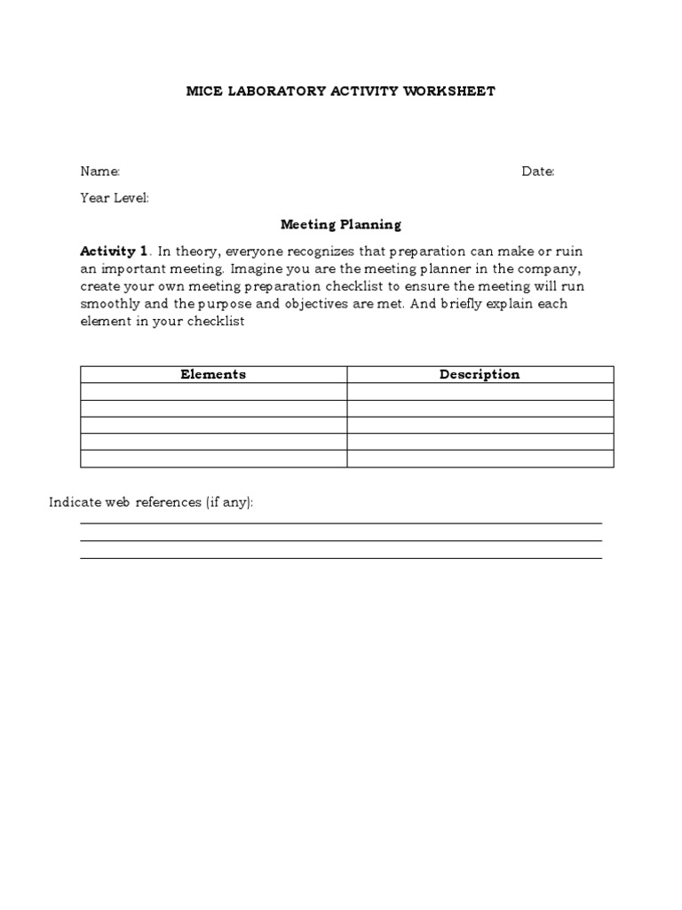 Mice Laboratory Activity Worksheet | PDF